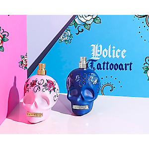 POLICE To Be Tattooart For Woman - Fragrance For Women - Floral Fruity Gourmand Scent - Creamy Sandalwood And A Powdery-Sweet Marshmallow Accord - Eye-Catching Skull Bottle - 4.2 Oz EDP Spray