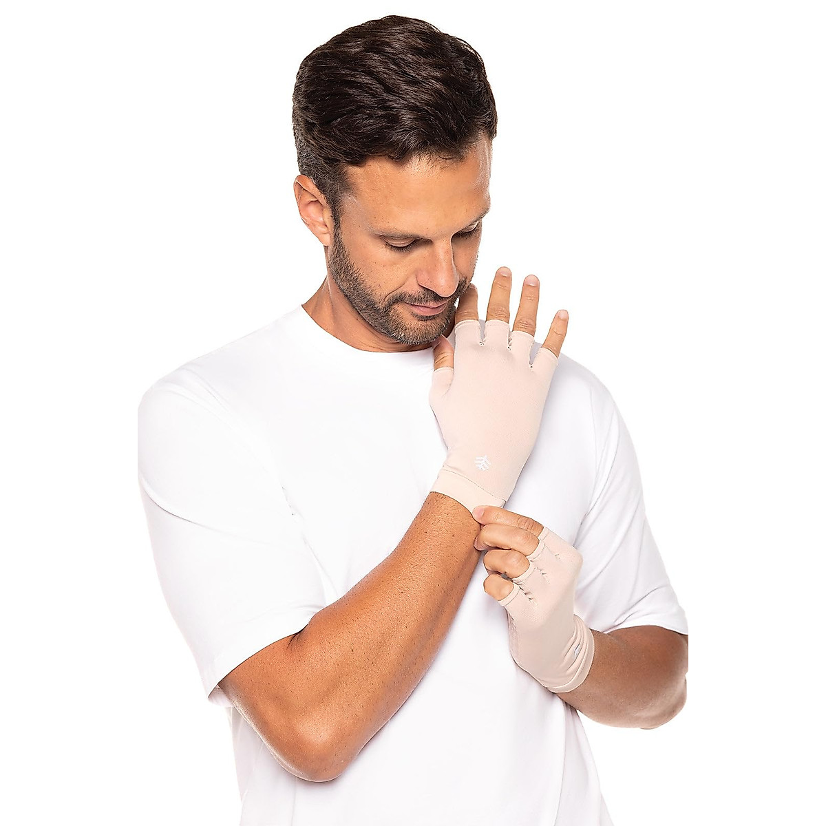Coolibar UPF 50+ Men's Women's Ouray UV Fingerless Sun Gloves - Sun Protective (Small- Beige)