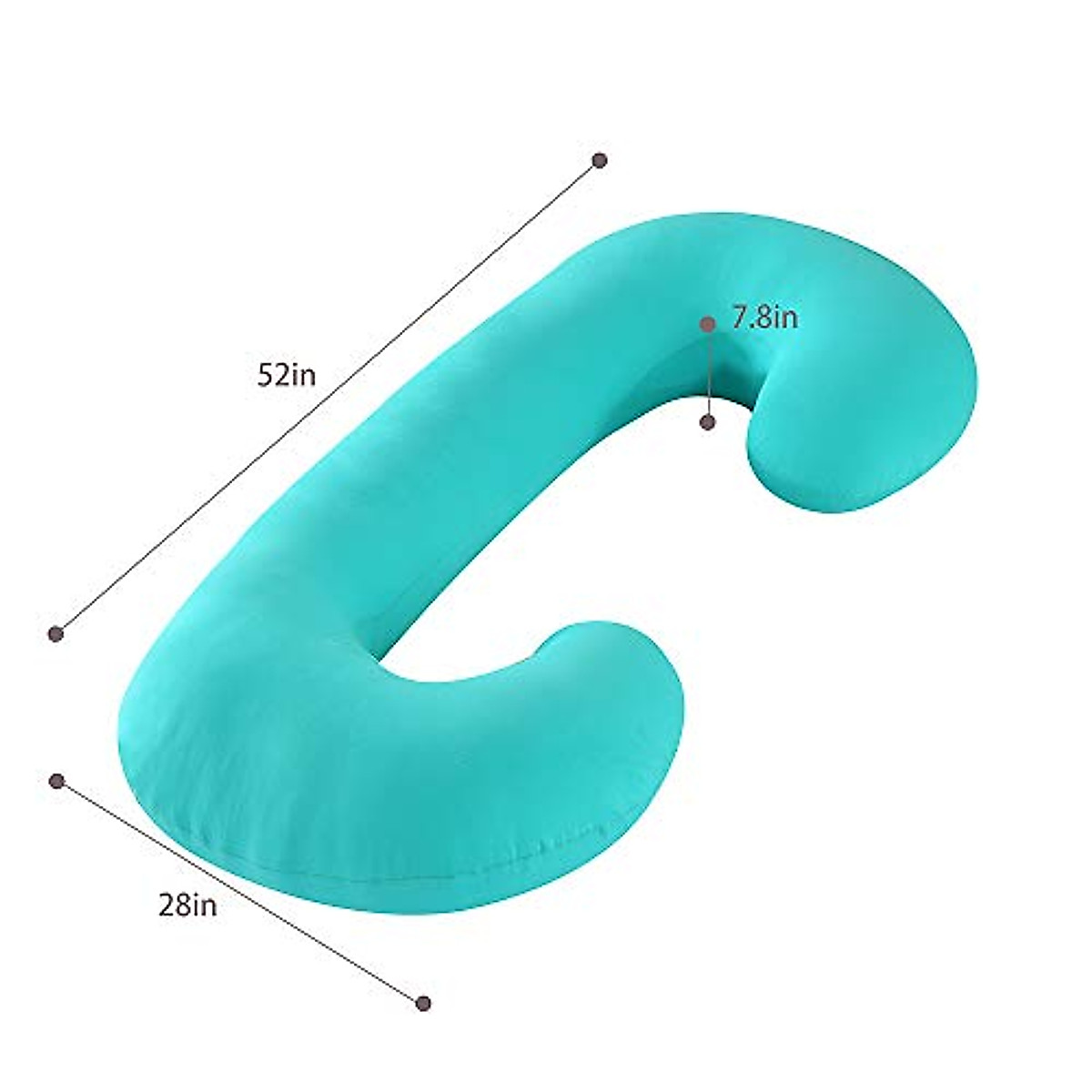 CDEN Pregnancy Pillow, C Shaped Full Body Pillow 52", Maternity Pillow Support for Back, Legs, Neck, HIPS for Pregnant Women with Removable Washable Jersey Cover(Lakeblue)