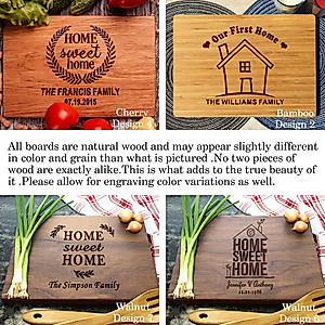 Housewarming Gifts, Personalized Cutting Board for New Home Owner, Couples, Friends, Parents, Unique Anniversary Presents for Mother's day, Thanksgiving, Christmas (3 Woods, 3 Sizes, 12 Design)