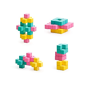 PIXIO Sweet - Tiny Magnetic Blocks Building Toy in The Pixel Art Style with Free App - 5/16" Plastic Cubes with 6 Magnets Inside - Open Ended Toy - Creativity Toy for Ages 6+ - 60pcs