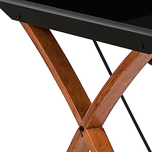 Flash Furniture Jude Black Glass Computer Desk with Pull-Out Keyboard Tray and Crisscross Frame