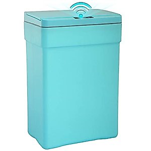 13 Gallon Kitchen Trash Can High-Capacity Plastic Touchless Garbage Can with Motion-Sensing Lid Automatic Trash Bin for Bedroom Bathroom Home Office 50 Liter (Blue)