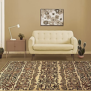 SUPERIOR Sheffield Modern Oriental Damask Polypropylene Indoor Area Rug, 8' X 10' Gold