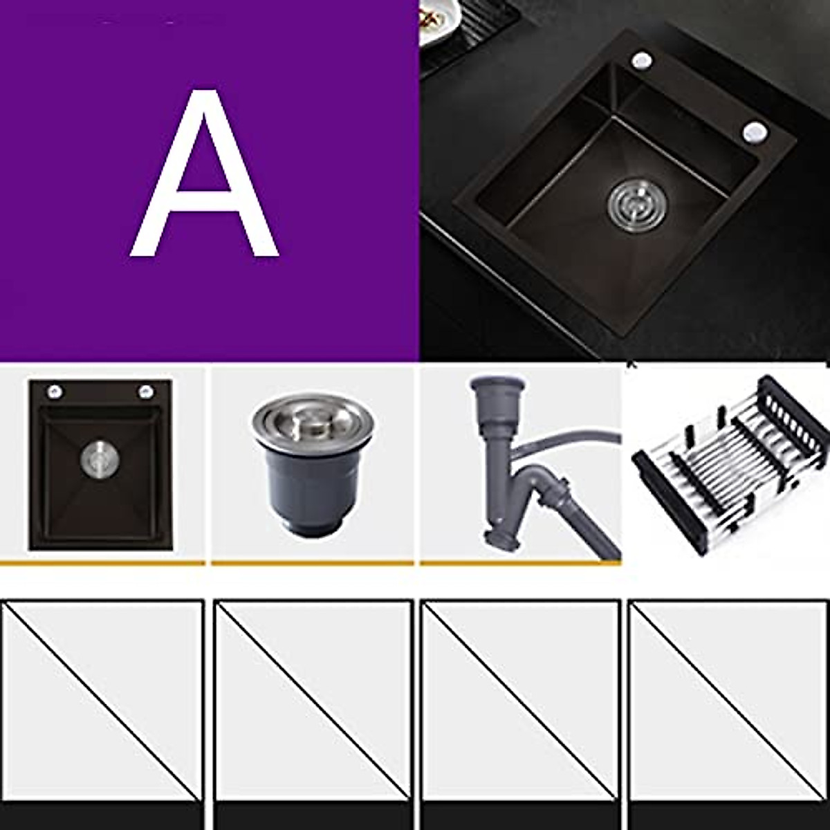 BybAgs Faucets Sink, Stainless Steel Dish Sink, Balcony Small Single Bowl Sink, Copper Hot and Cold Single Hole Faucet/a/45 * 30 * 22Cm