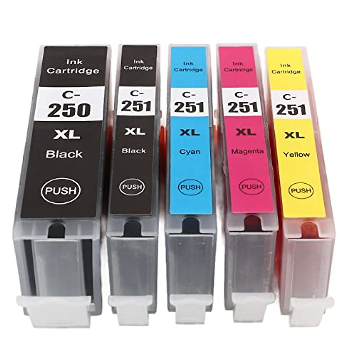 FTVOGUE 250‑251 Multi Colors Ink Cartridge Replacement Printer Inkjet Cartridges for PIXMA (BK BK C M Y 5 Colors)