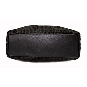 Classic Chic Black Crochet Crossbody Bag Zip Closure Boho Style Handbag Purse Faux Leather Strap