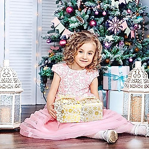 Fulmoon 24 Pcs Christmas Gift Boxes Metallic Christmas Treat 3D Xmas Goody Candy Cookie with Bow Paper Goodie Gift Wrapping Boxes for Holiday Party Favor Supplies(Gold)