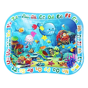 SUNSHINE-MALL Baby Play Water mat, Tummy Baby Toys with BB Call, Fun Early Development Activity Play Center for Newborn (100 x 80 cm), Blue