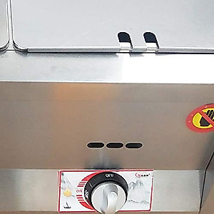 2 Pan 6L Pans Gas Deep Fryer Countertop, Commercial Food Warmer Heater Stainless Steel Buffet Countertop Heating Pot Steamer Soup Warmer for Catering and Restaurant