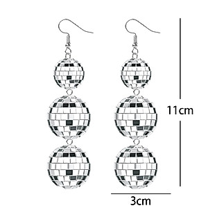 Vintage Disco Ball Dangle Earrings for Women 60's Earrings Silver Gold 70's Disco Ball Earrings Halloween Earrings Jewelry (Style B Silver)