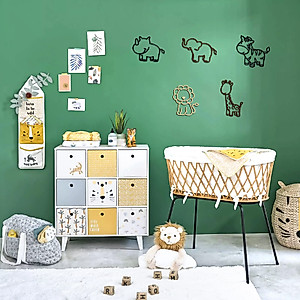 Safari Nursery Decor Jungle Theme Animals Woodland Baby Room Decor Neutral for Girls Boys Kids Nursery Wall Art for Bedroom Playroom Toddler Classroom Decorations (Lion Giraffe Elephant Zebra Rhino)