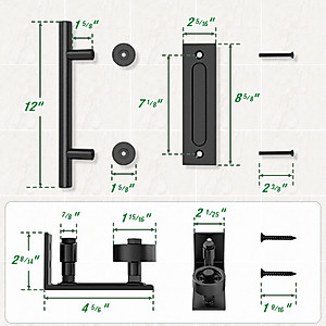 HomLxclx 42in x 84in Barn Door with 8ft Sliding Barn Door Hardware Kit & 12inch Handles & Floor Guide, DIY Unfinished Solid Wood Barn Door Slab, Natural Pine Wood, Pre-Drilled for Install, K-Frame