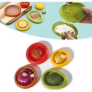 Maisifa New Fruit and Vegetable Anti-Oxidation Storage Box,Fruit Storage Containers for Fridge, Silicone Food Storage Containers for Onions,Lemons, Garlic and Potatoes,Avocado Saver(4 pieces)