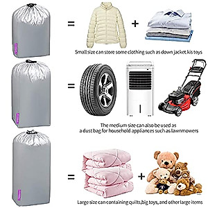 3-Pack Large Travel Laundry Bag, Dirty Clothes Storage Bag with Drawstring, Organizer Waterproof and Heavy Duty Stitching, Idea for Store Clothes, Blankets, Toys (Silver, Medium)