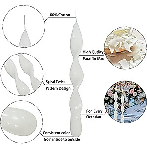 White Twisted Candlesticks Spiral Taper Candle Handmade Candles Sticks for Wedding Celebration Anniversary Church