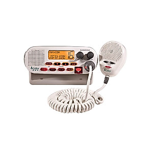 Cobra MR F45-D Fixed Mount VHF Marine Radio – 25 Watt VHF, Submersible, LCD Display, Noise Cancelling Microphone, NOAA Weather Channels, Signal Strength Meter, Scan Channels, White