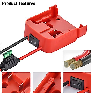 2 Pack Power Wheels Adapter for Milwaukee M18,18V Power Wheels Battery Conversion Kit with Switch, Fuse & Wire Terminals, 12AWG Wire, Power Connector for DIY Rc Car Toys and Robotics