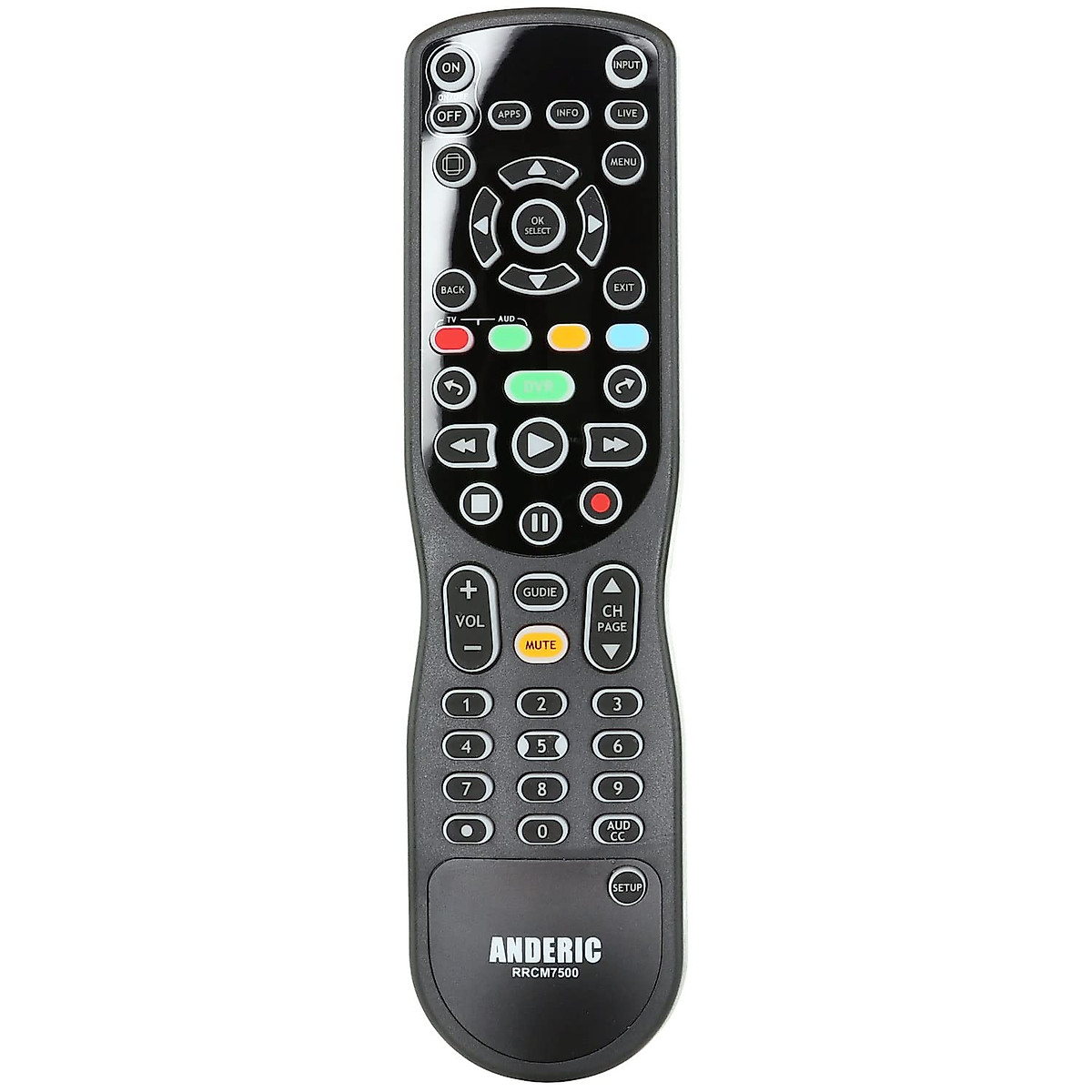 ANDERIC RRCM7500 for Channel Master DVR Remote Control CM7500XRC2 Replacement Remote for Channel Master - Works 100% - Works CM7500XRC2, CM7500GB16, CM7001, CM7004, CM7500TB1