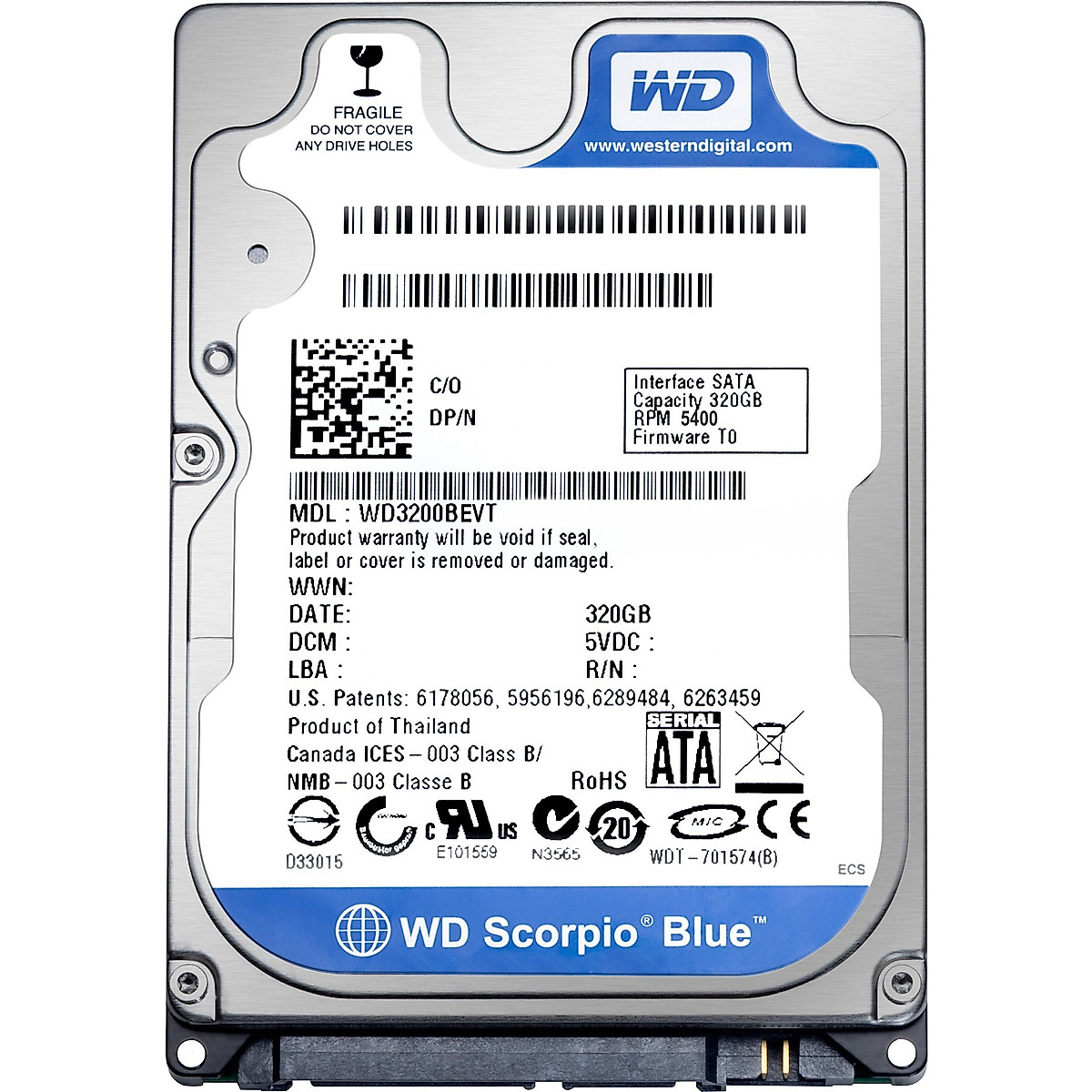 WD Blue Notebook 500GB SATA 3.0 Gb/s 2.5-Inch Internal Notebook Hard Drive Retail Kit
