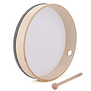 Foraineam 10 Inch Hand Drum Music Percussion Wood Frame Drum with Beater