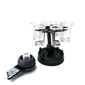 6 Shot Glass Dispenser and Holder (Includes 6 shot cups) with Shot Twister and 1pc Game Dice. Shot Dispenser, Shot Holder, Shot games, Drink Dispenser. Dark Grey, For All Types of Drinks