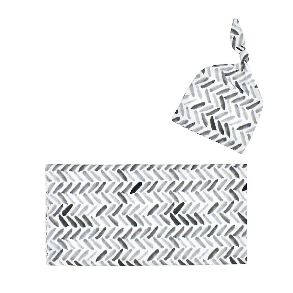 SB Goods Baby Swaddle Blanket Hat Set,Receiving Blanket 31" 31" for Newborns,Infants,and Toddlers,Perfect for Girls and Boys (Gray Stripes)