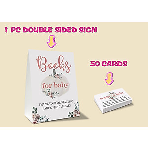 YuansailBook Request For Baby Shower, books for baby cards, 1 Sign 50 Cards Per Pack – (bb004-book)