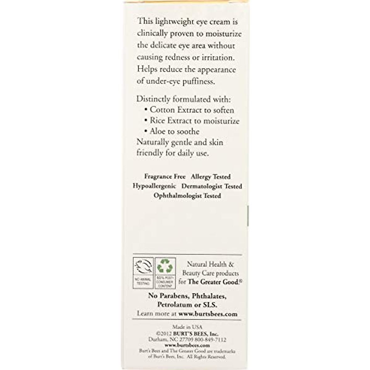 Burt's Bees Eye Cream for Sensitive Skin, 0.5 Ounces