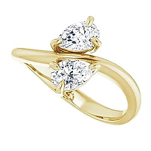10K Solid Yellow Gold Handmade Engagement Ring 2 CT Pear Cut Moissanite Diamond Solitaire Wedding/Bridal Rings Set for Women/Her Propose Ring (7.5)