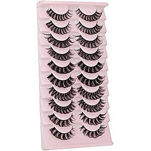 Eyelashes Russian Volume Strip Lashes 5 Styles Mixed Natural Wispy D Curly Mink False Eyelashes Look Like Extensions 10 Pairs by Yawamica