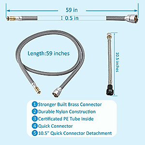 Hygie Rinse 88624000 Replacement Pull-out Faucet Hose Compatible with Hansgrohe Kitchen Faucets Standard Non-Select Single Hole, with 14.1oz/0.88lb Weight Ball, Kitchen Faucet Spray Hose 59 +10.5 Inch
