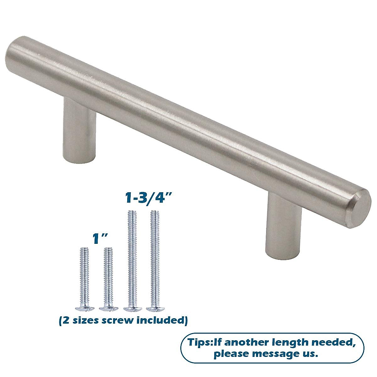 Gobrico 50 Pack Brushed Nickel Cabinet Pulls, Euro Style T Bar Cabinet Handles, Satin Nickel Dresser Drawer Pulls - 3" Hole Centers
