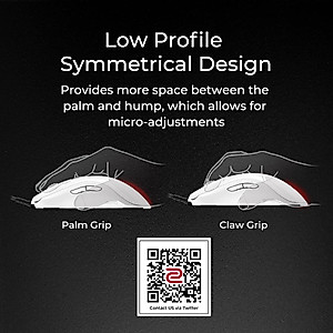 BenQ Zowie FK1-B Special Edition V2 White Symmetrical Gaming Mouse for Esports |Regular Weight | Paracord Cable & 16-Step Scroll | Driverless | Glossy Coating | Large Size