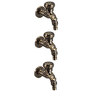 OSALADI 3 Pcs Faucet Wall Toilet Sink Vintage Basin Taps Mixers Water Tap Bath Mixer Taps Kitchen Water Sink Tap Gold Bathroom Brass Sink Taps Zinc Alloy European Style Decorate