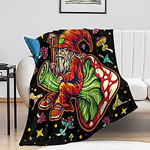 Magic Mushroom Blanket Gifts, 60"*80" Flannel Throw Blanket, Soft Warm Fuzzy Fluffy Plush Blankets for Women Men, for Sofa Couch Bed Travel Room Decor