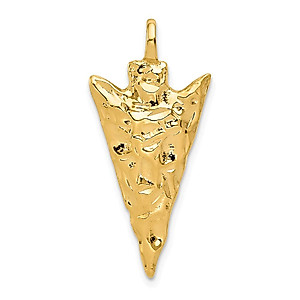 Solid 14k Yellow Gold Arrow Head Charm Pendant - 31mm x 14mm