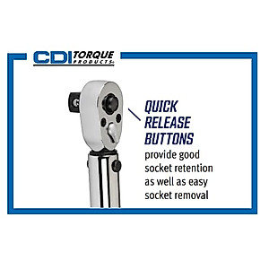 CDI 1002MFRMH Dual Scale Micrometer Adjustable Click Style Torque Wrench with Metal Handle - 3/8-Inch Drive - 10 to 100 ft. lbs. Torque Range