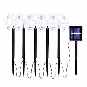 White Solar Christmas Pathway, Snowflake Lights with Stake Outdoor Waterproof, 5-LED Decorative Lights for Garden Yard Street Pathway Park Christmas Wedding