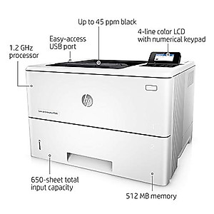 HP Laserjet Enterprise M506n Laser Printer with Built-in Ethernet (F2A68A) (Renewed)