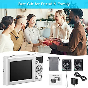 Altruewit 48MP 4K White Digital Camera for Kids,Teens Mini Students Camera Compact Video Camera Portable Beginner Children's Photo Camera with Macro Mode, 2.7" HD TFT (White)