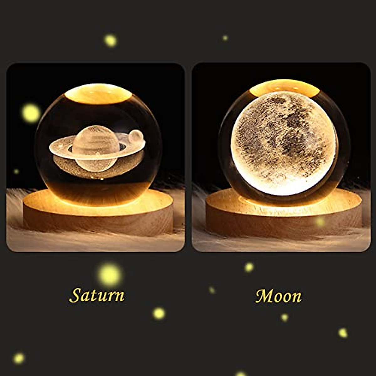 GIMURM Christmas Gift,Crystal Glass Light,Night Light,Light Lamp,Glass Lamp,Ball Lamp,Warm Lighting,Night Light Lamp,Space Lamp,Moon Lamp,Warm Light Lamp (Moon)