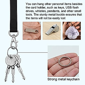 BOKOVNGEE 2pack badge holder with nylon lanyard and key ring, Horizontal cowhide ID badge holder with Double sided transparent window for Office worker，Teachers，Students, Workers，Medical staff