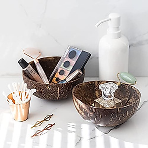 NaturalX Premium Coconut Bowls with Spoons (Set of 4) | Made from 100% Coconut Shell | Organic, Handmade, Vegan, Natural, Bamboo, Wooden, Eco Friendly, Reusable Bowl for Breakfast, Serving, Party