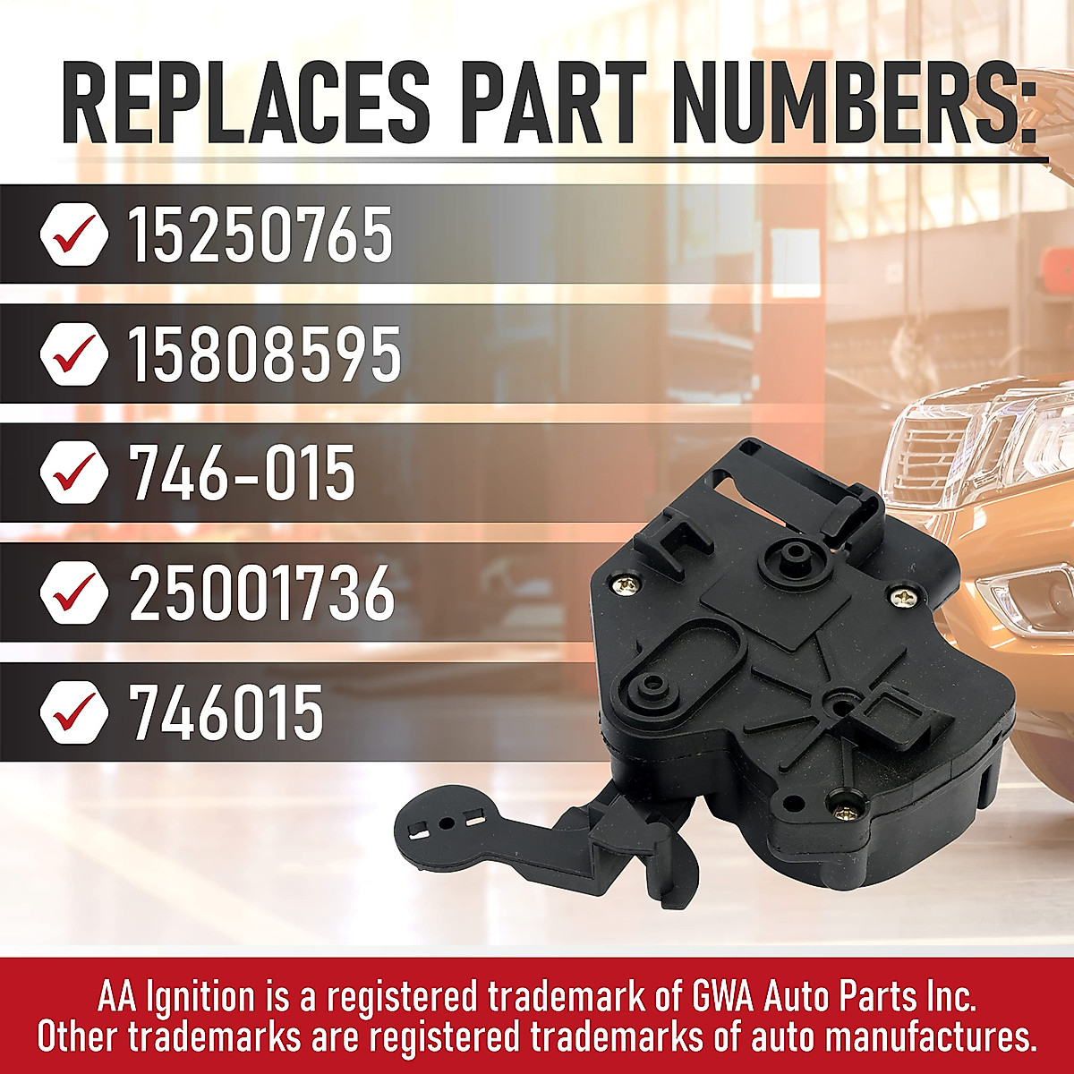 AA Ignition Rear Liftgate Door Lock Actuator for Chevy, GMC, Cadillac - Replaces 15250765, 15808595, 746015, 25001736 - Fits Tahoe, Suburban, Yukon, Denali, Escalade, ESV, EXT (2000-2006 Models)