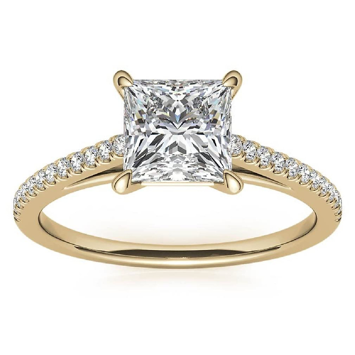 10K Solid Yellow Gold Handmade Engagement Ring, 3 CT Princess Cut Moissanite Diamond Solitaire Wedding/Bridal Ring for Women/Her, Minimalist Rings Anniversary Ring For Gifts (7)