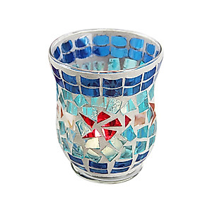 Blue Small Fish Mosaic Glass Tea Light Candle Holder Romantic Handmade Gifts Votive Candleholder Christmas Candlestick Holders Table Centerpieces Home Decor Wedding Party Table Decorations