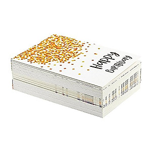 48 Pack Birthday Cards Bulk, 6 Assorted Confetti Designs with Envelopes, 4x6