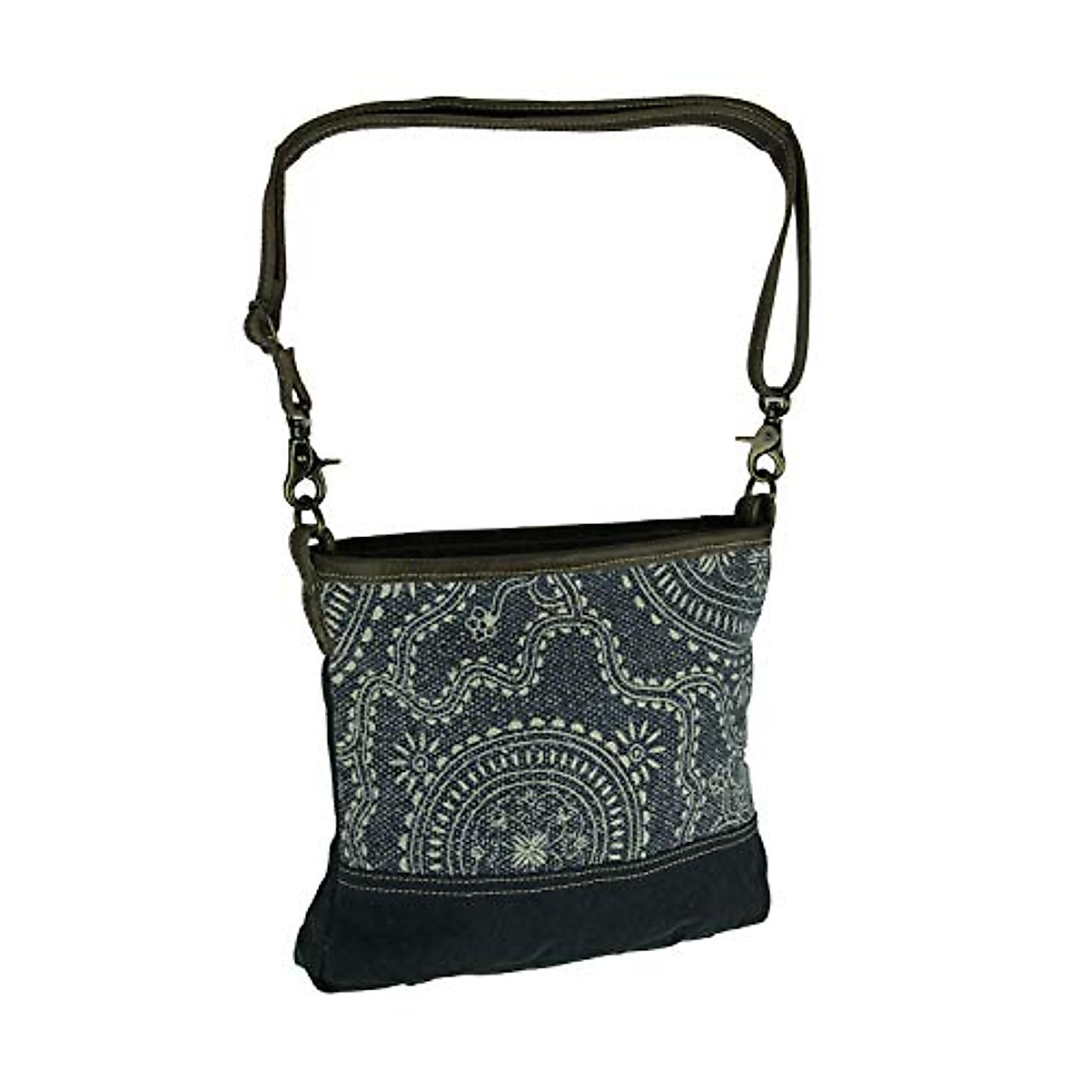 Myra Bag Navy Kilim Upcycled Canvas Shoulder Bag S-1320