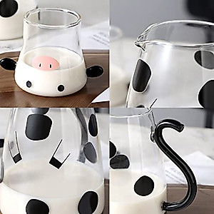 WELTAZ Carafe With Cupwater Carafe Cith Glass Cup For Nightstand 1 Set 550ml Cow cup, Bedside Water Carafe And Glass Set, Cow Tumbler Transparent